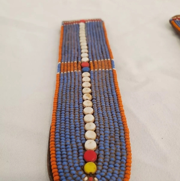 Jewelry | African Maasai Beaded Ear Flaps Handmade Hand Beaded Leather ...